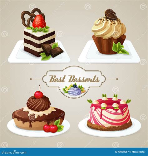 Sistema Del Postre De Las Tortas De Los Dulces Ilustración Del Vector