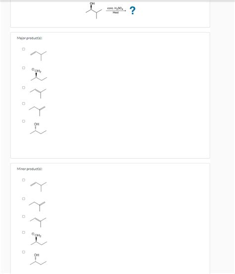 Solved Identify The Major And Minor Product S Of The Chegg