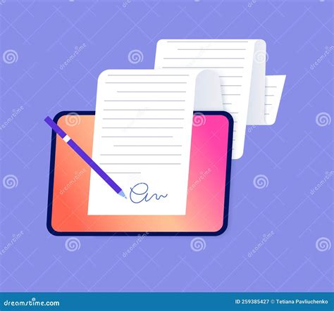 Digital Signing On Tablet Stock Illustration Illustration Of Certificate 259385427