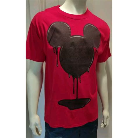 Disney Mickey Mouse Head Melting On A Red T Shirt Mens L Grailed