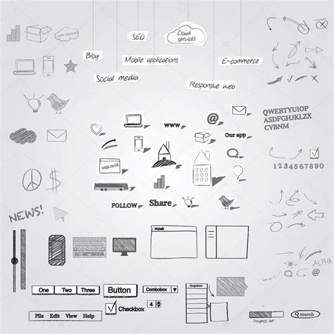 Designers Toolkit Hand Drawn Collection Stock Vector Image By