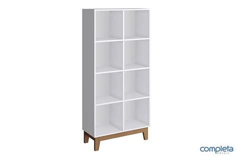 Estante Pés Retrô Nichos Branco Completa Móveis na Lojas Cerentini Casa Decor em