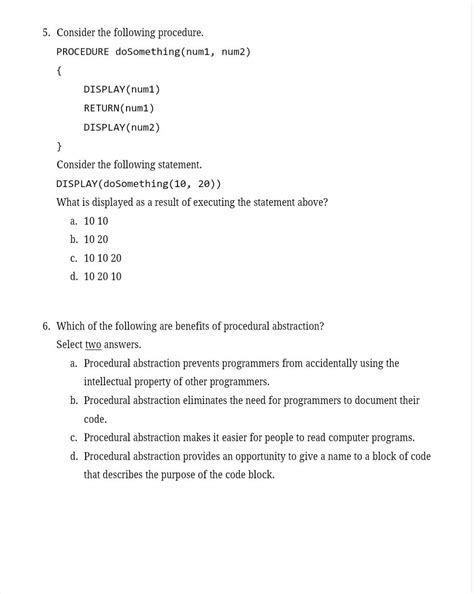 solved 5 consider the following procedure procedure
