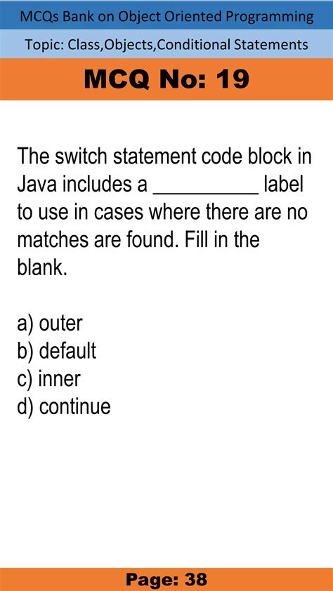 Multiple Choice Questions On Java Object Oriented Programming Bank 3