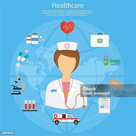 Ilustrasi Vektor Konsep Kedokteran Dalam Latar Belakang Gaya Desain
