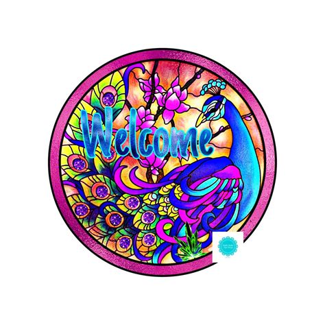 Peacock Stain Glass Inspired Sign Peacock Sign Everyday Sign Metal
