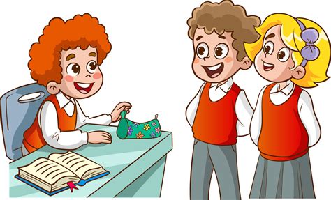 Students Talking To Each Other At School Cartoon Vector 21611931 Vector