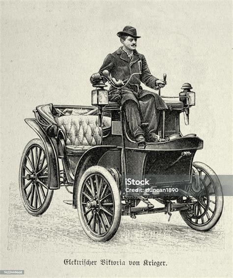 초기 동력 모터 자동차를 운전하는 사람 1890 년대 19 세기 운송의 역사 자동차 전기 자동차 대체 연료 자동차에 대한 스톡 벡터 아트 및 기타 이미지 전기 자동차