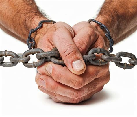 Hands Bound With Chains Closeup Generative Ai Stock Illustration