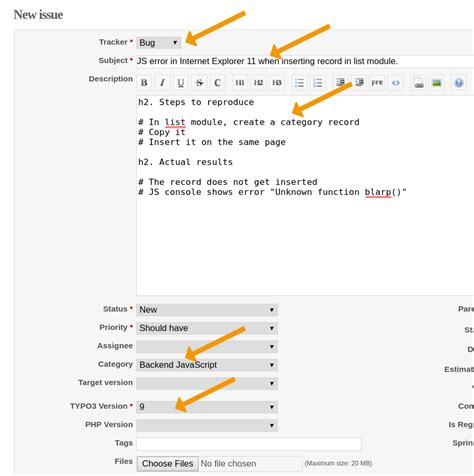 Report An Issue TYPO3 Core Contribution Guide Main Documentation