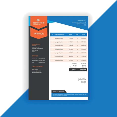 Business Invoice Template Clean Modern Corporate Invoice Design Proforma Invoice Template