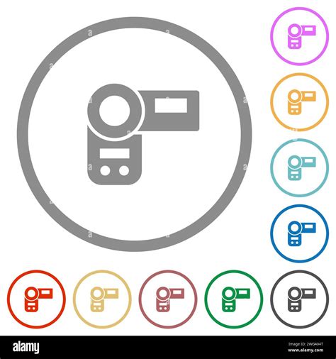 Handycam Flat Color Icons In Round Outlines On White Background Stock Vector Image And Art Alamy