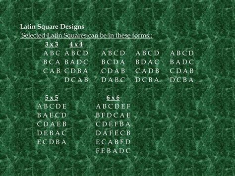 Latin Square Design Ppt Science