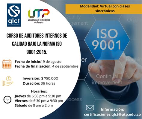 Curso De Auditor Interno De Calidad Iso 90012015 Gestión De La