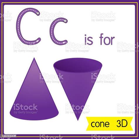만화 이미지가있는 어린이의 경우 알파벳학습을 위한 벡터 일러스트레이션 문자 C는 원뿔 3d용입니다 낱말에 대한 스톡 벡터 아트