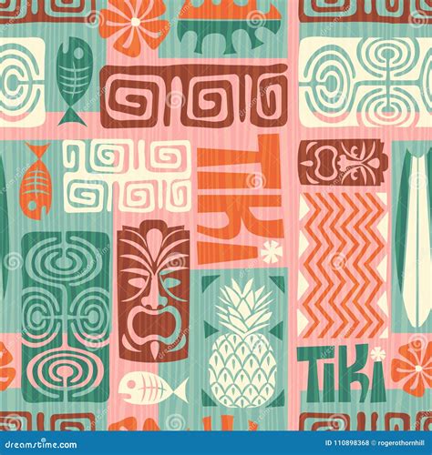 Seamless Exotic Tiki Pattern Vector Illustration Stock Vector
