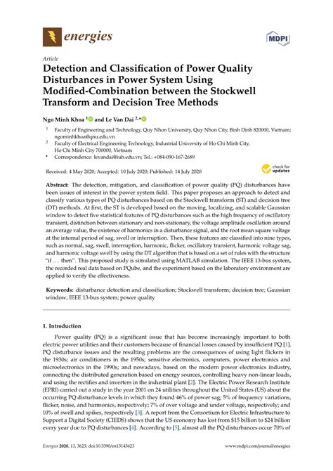 Pdf Detection And Classification Of Power Quality Disturbances In Power System Using Modified