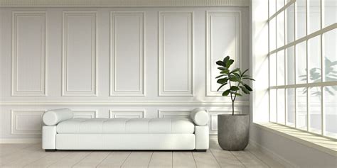 벽 패널과 나무 바닥이있는 현대적인 고전적인 흰색 빈 인테리어 3d 렌더 벽에 대한 스톡 사진 및 기타 이미지 벽 제어판 흰색 Istock