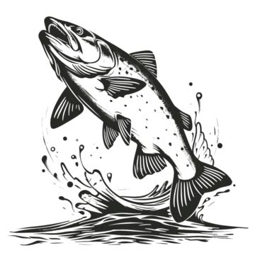 Trout Fish Vector PNG Images Trout Fish Jump Trout Drawing Fish