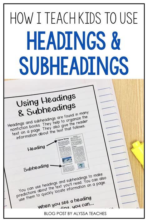 Teaching Headings And Subheadings Alyssa Teaches