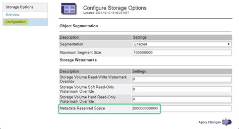 Increase Metadata Reserved Space Setting