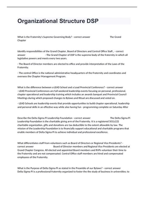 Organizational Structure DSP Study Guide Practice Exam DSP Stuvia US