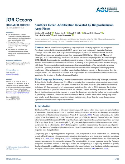 Southern Ocean Acidification Revealed By Biogeochemical‐argo Floats