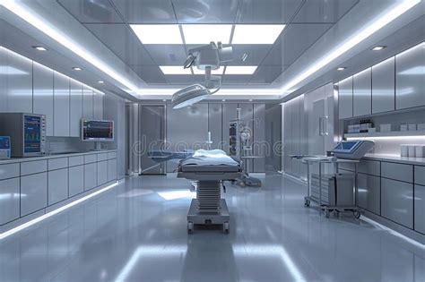 High Tech Operating Room With A Surgical Table And Medical Instruments