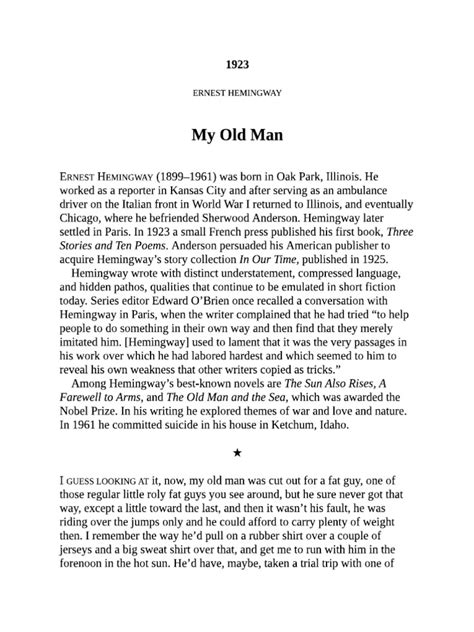 My Old Man Pdf