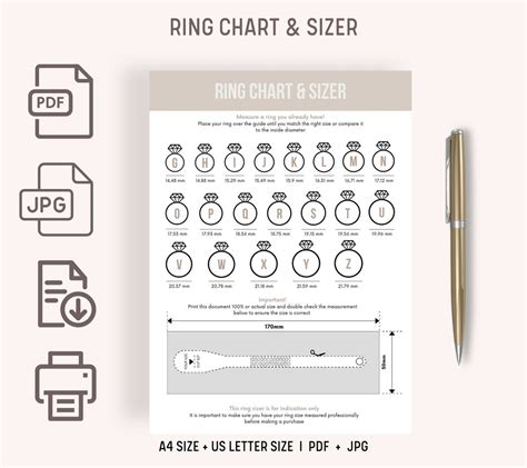 Printable Ring Chart Measure Ring Size Tool Accurate Ring Size Finder