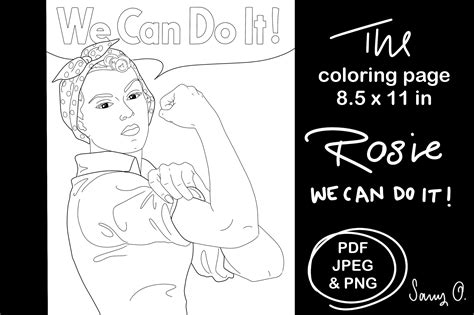 Rosie The Riveter We Can Do It Line Art Graphic By Sany O · Creative