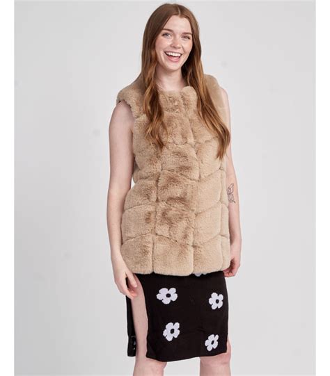 Raven Faux Rex Rabbit Fur Vest