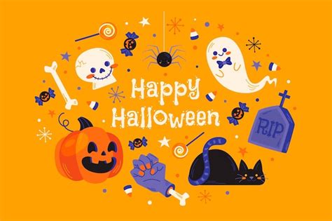 Premium Vector Halloween Background Cute Elements