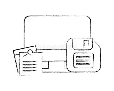 Computer Floppy Disk And Notes Memo Office Stock Illustration