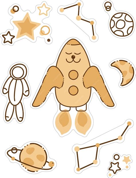 Premium Vector Rocket Sticker Set The Set Includes A Cute Character