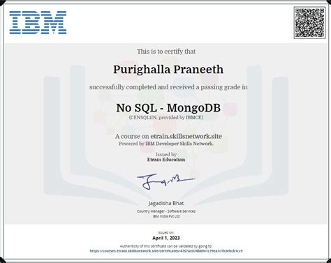 Praneeth Purighalla On Linkedin Happy To Share Certification Of Ibm