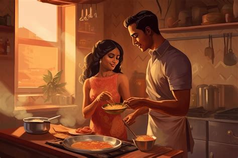 Premium Ai Image A Couple Cooks Together In The Kitchen