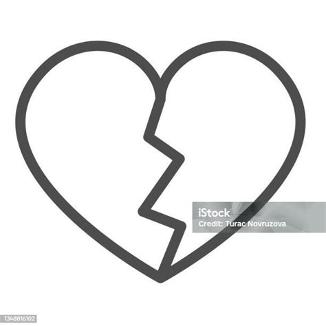균열 상한 마음 헤어 라인 아이콘 데이트 개념 흰색 배경에 사랑 비극 벡터 기호 모바일 개념 및 웹 디자인에 대한 개요 스타일 아이콘 벡터 그래픽 두 물체에 대한 스톡 벡터