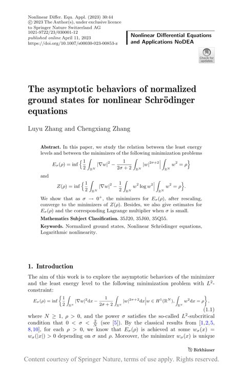 The Asymptotic Behaviors Of Normalized Ground States For Nonlinear