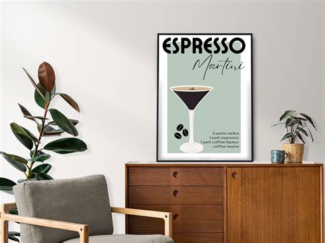Espresso Martini Retro Cocktail Poster Espresso Martini Vintage Poster
