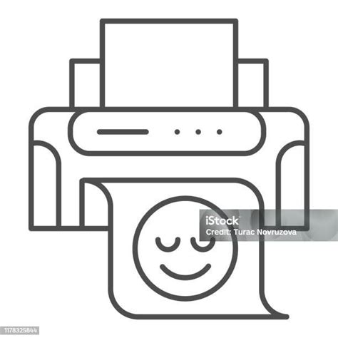 프린터 가는 선 아이콘입니다 흰색으로 격리된 기계 벡터 그림을 인쇄합니다 잉크 젯 개요 스타일 디자인 웹 및 응용 프로그램을