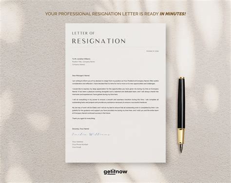 Professional Resignation Letter Template Microsoft Word Apple Pages
