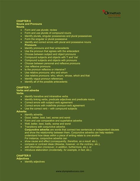 English Syllabus For Olympiads Class 7 Pdf