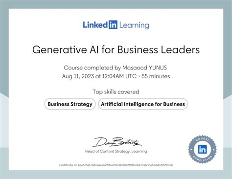 Masaood Yunus On Linkedin Certificate Of Completion