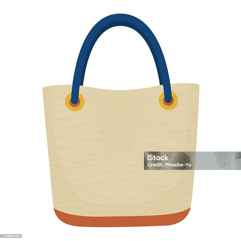 블루 핸들과 브라운 기본 벡터 일러스트 레이 션과 간단한 짠 비치 토트 0명에 대한 스톡 벡터 아트 및 기타 이미지 0명 벡터 일러스트레이션 Istock