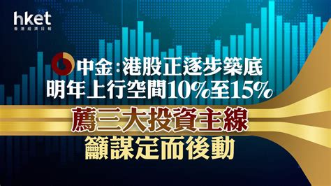 2024展望中金港股正逐步築底明年上行空間10 至15 薦三大投資主線籲謀定而後動