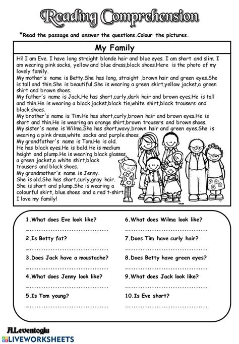Reading Comprehension About Physical Appearance Worksheet Artofit