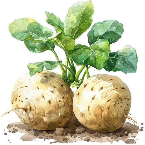 Photography Of Watercolor Jicama Vegetable Clipart Premium Ai