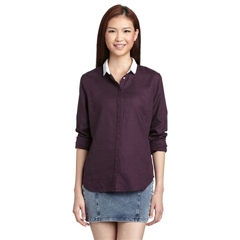 Levis李维斯专柜正品代购 女士紫色纯棉长袖衬衫16917 0001单宁镇denizen