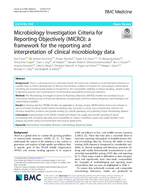 Pdf Microbiology Investigation Criteria For Reporting Objectively